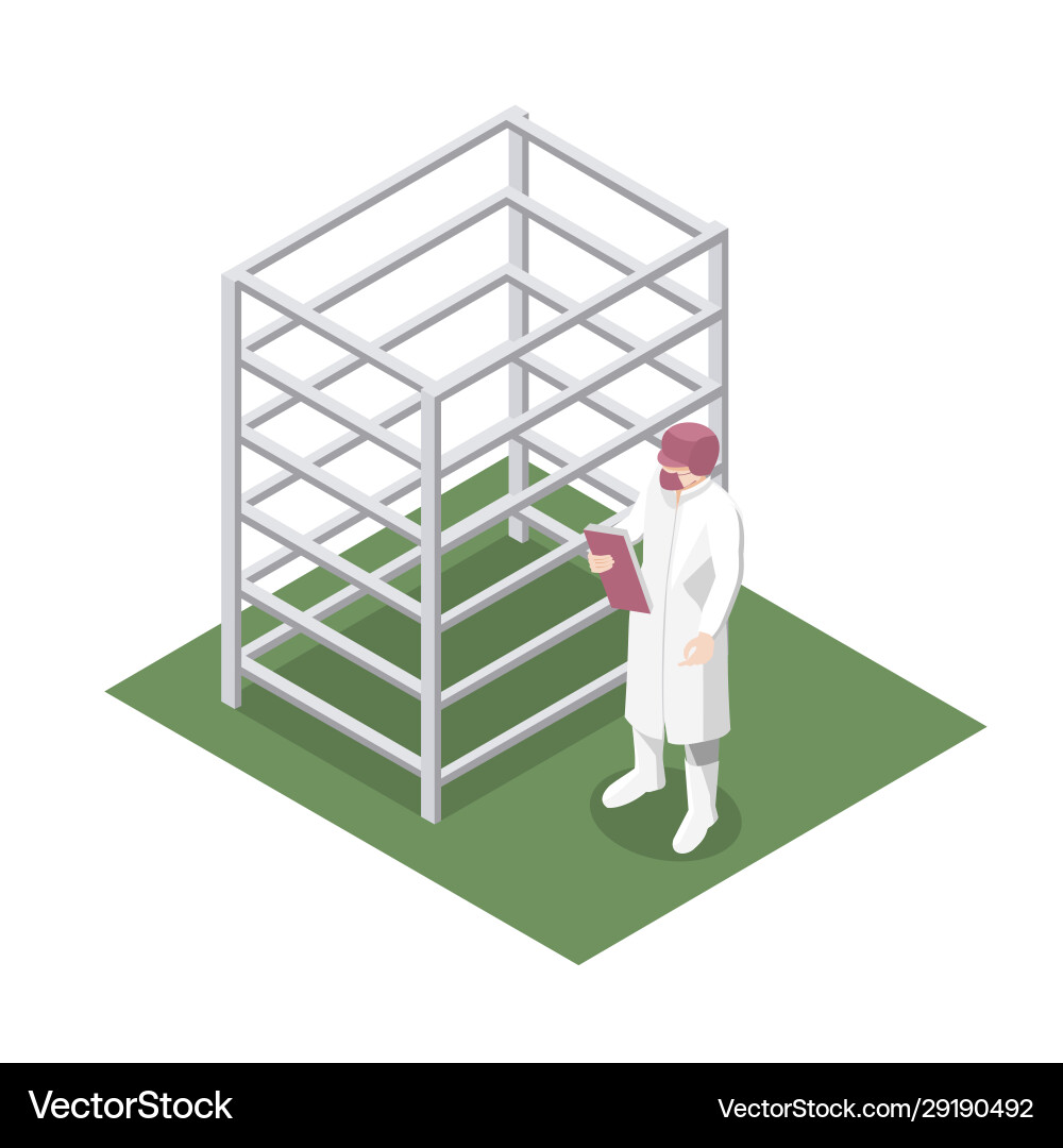 Production supervisor design with steel rack Vector Image