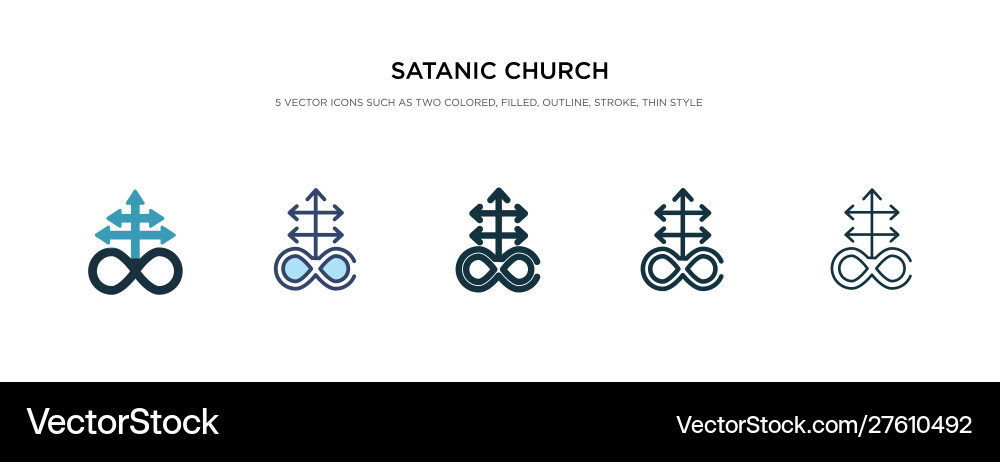 Satanic church icon in different style two Vector Image