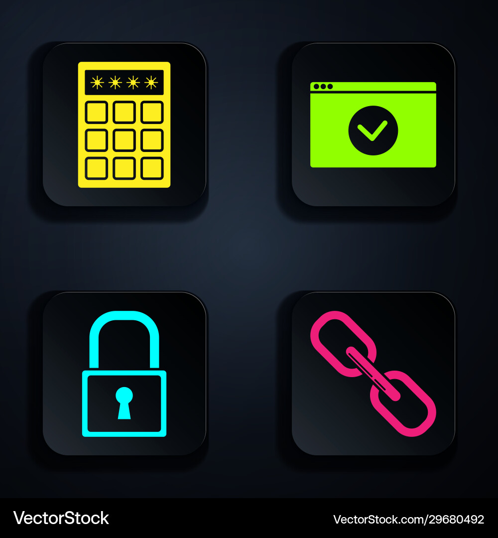 Set chain link password protection and safety Vector Image