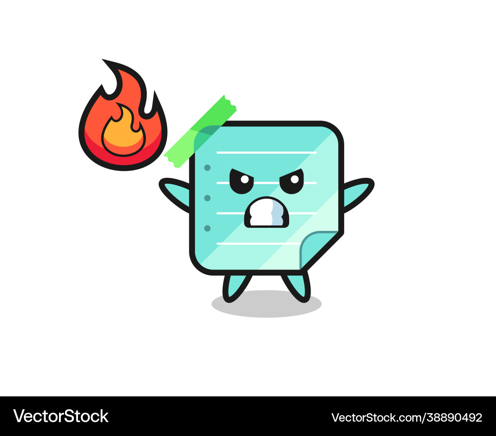Sticky notes character cartoon with angry gesture Vector Image
