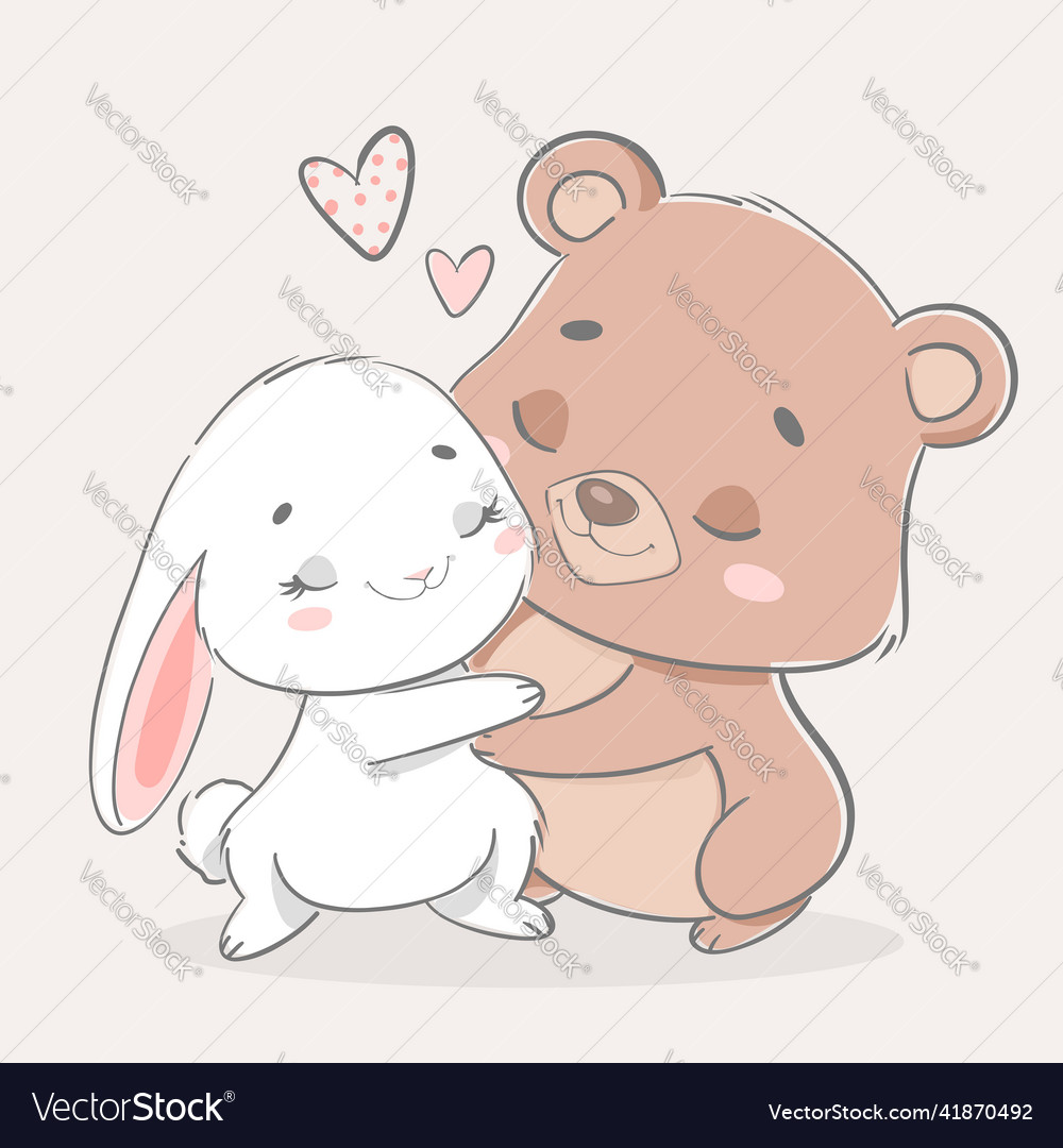 Valentines day animals hug Royalty Free Vector Image