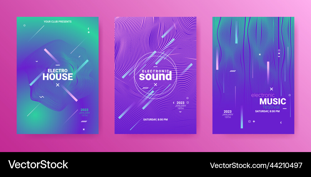 3d abstract dj flyer electro sound poster techno Vector Image