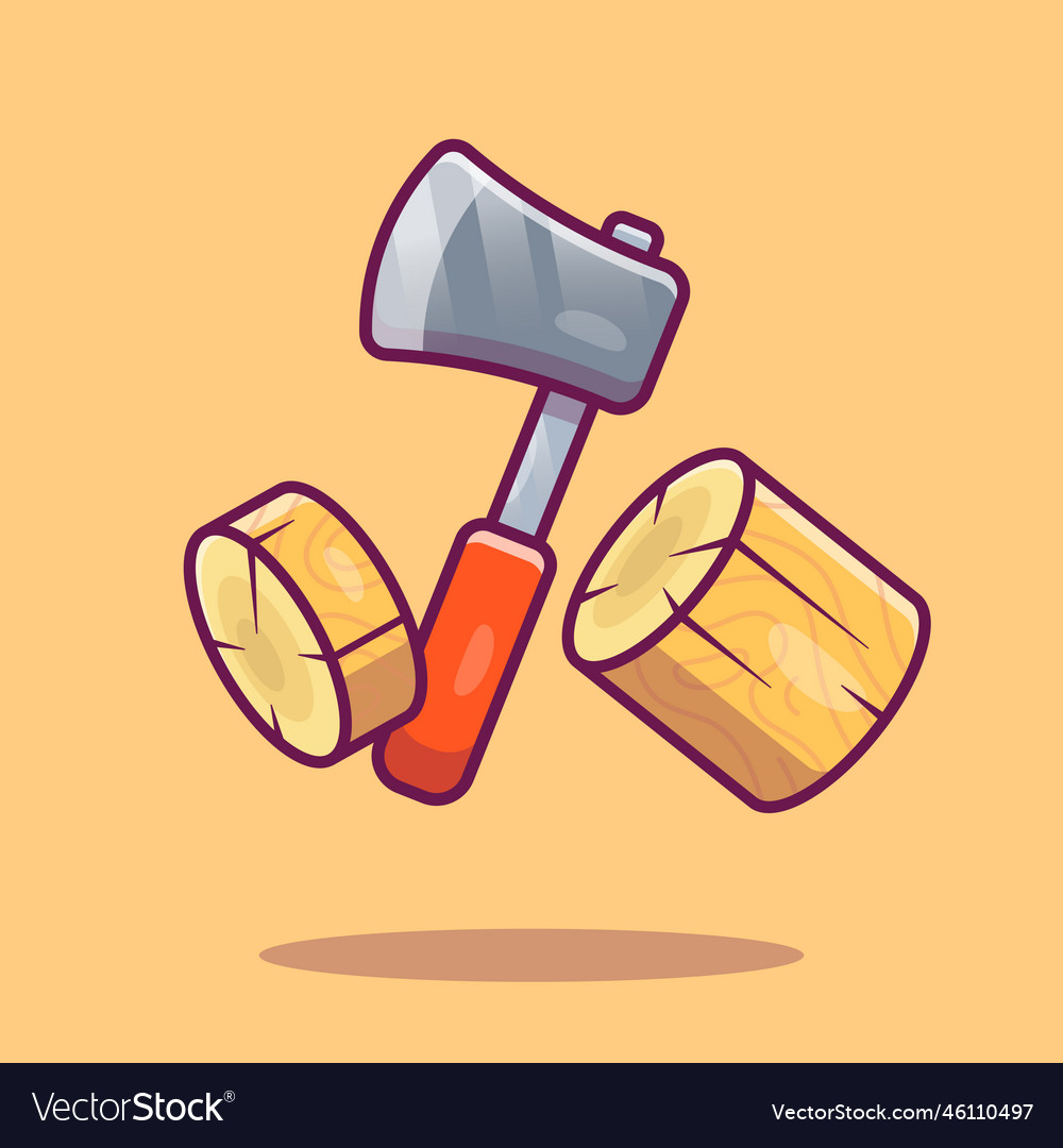 Ax splitting wood cartoon Royalty Free Vector Image