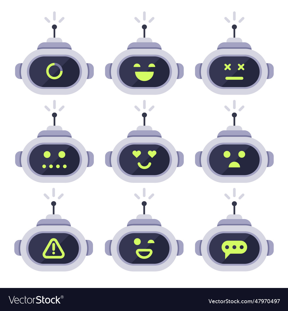 Chatbot avatar computer chat bots android robot Vector Image