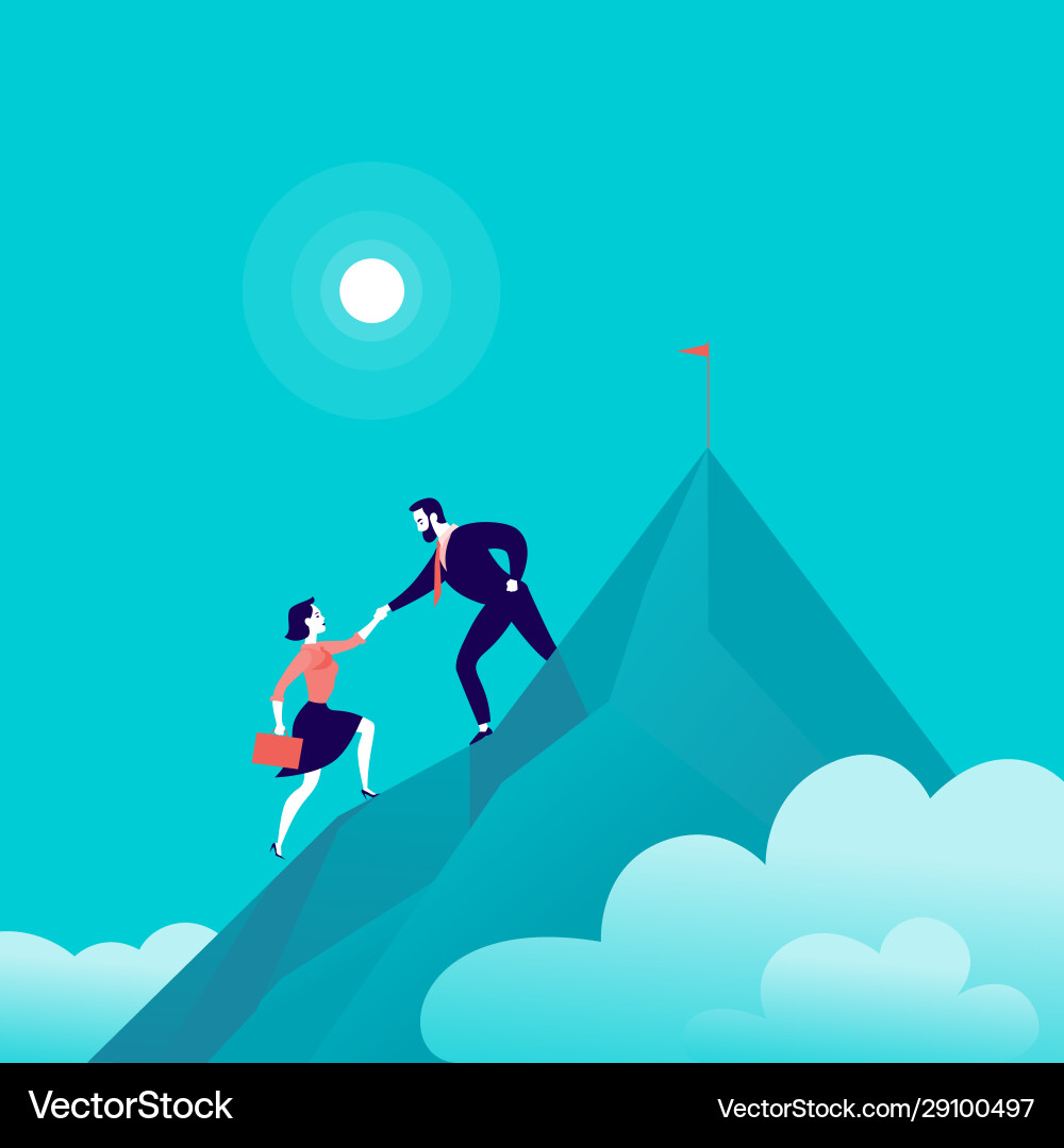 Flat with business people climbing together Vector Image