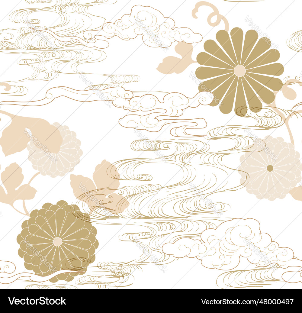Floral seamless pattern with japanese flower Vector Image