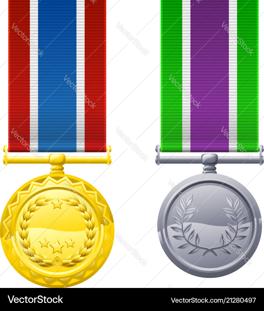 Hanging medals and ribbons Royalty Free Vector Image