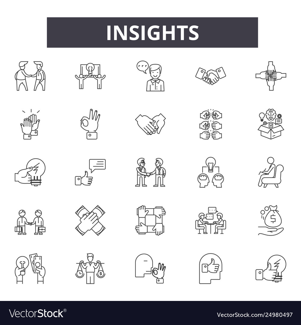 Insights line icons signs set outline Royalty Free Vector
