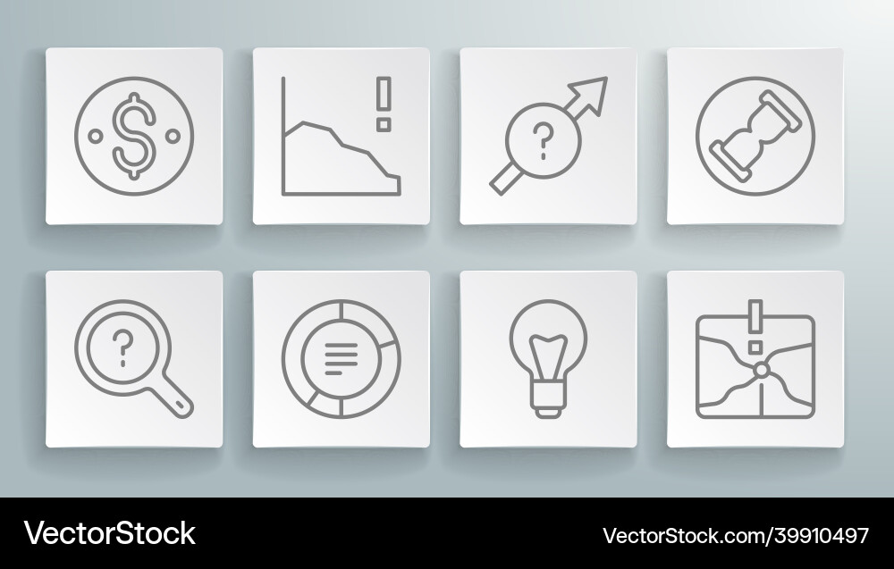 Set line unknown search financial growth decrease Vector Image