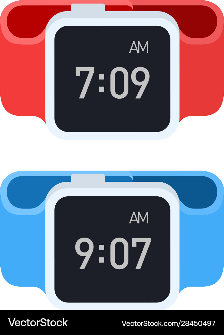 Wrist watch with led display icon flat isolated Vector Image