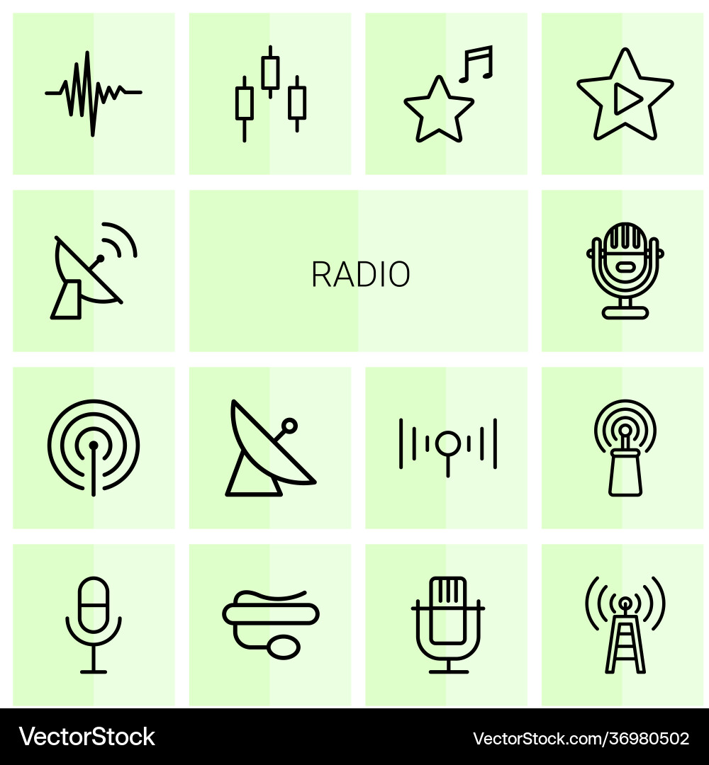 14 radio icons Royalty Free Vector Image - VectorStock