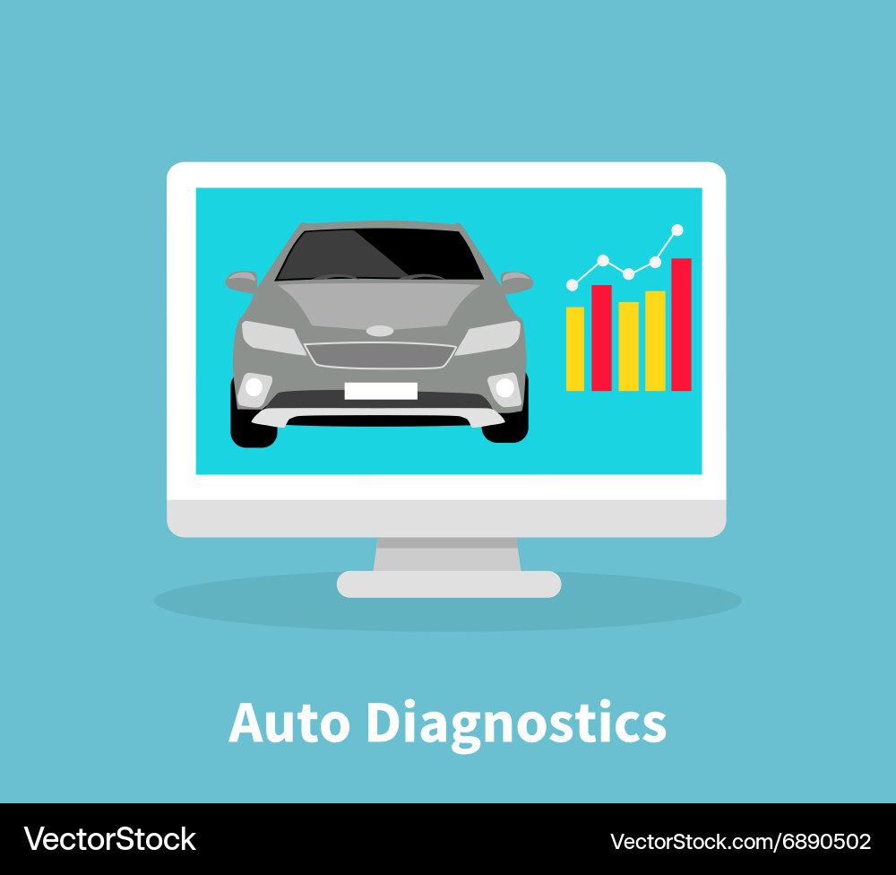 Auto Diagnostics Monitor Flat Concept Royalty Free Vector
