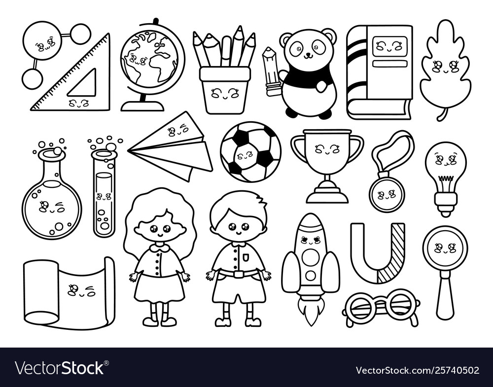 Back to school kawaii Royalty Free Vector Image