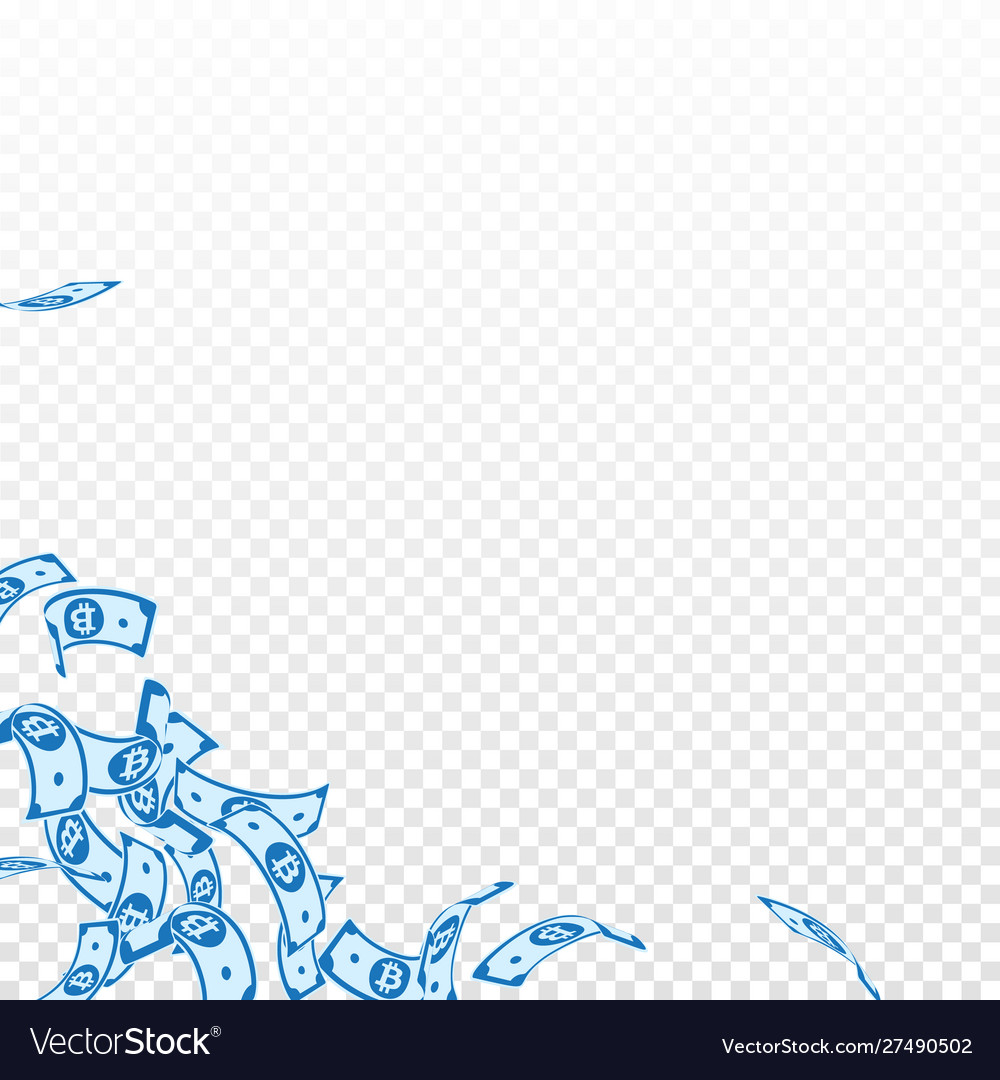Bitcoin internet currency notes falling floating Vector Image