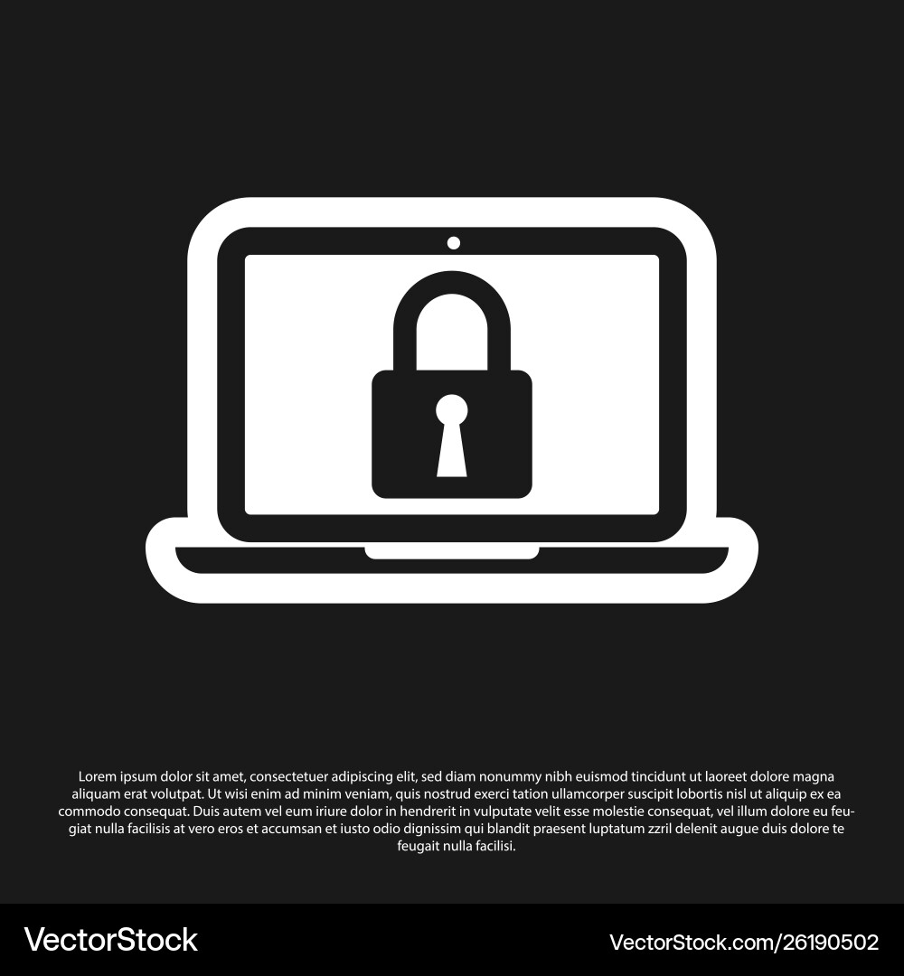 Black laptop and lock icon isolated on Royalty Free Vector