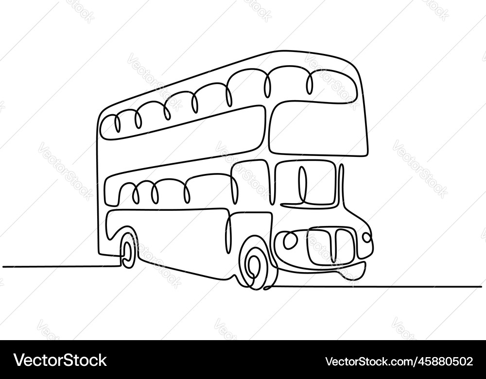 Bus one line drawing public transport Royalty Free Vector