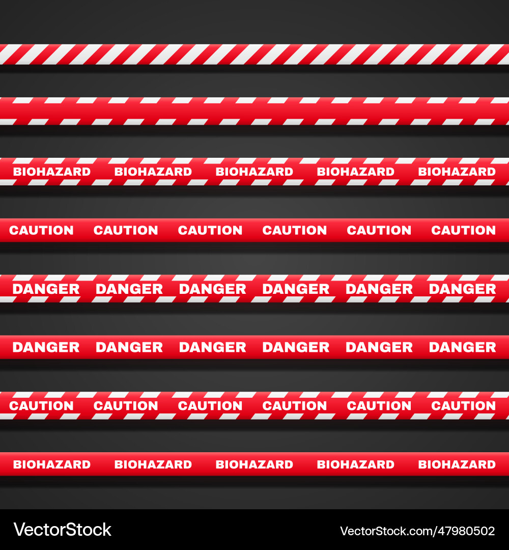 Caution danger red ribbons with the inscription Vector Image