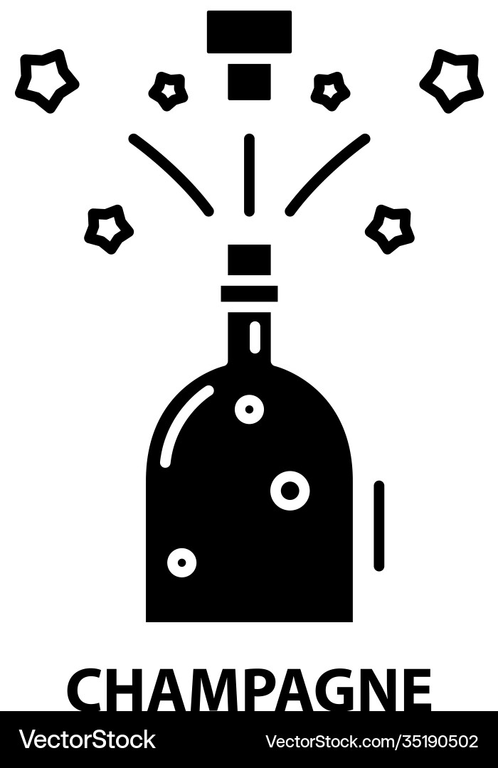 Champagne symbol icon black sign Royalty Free Vector Image