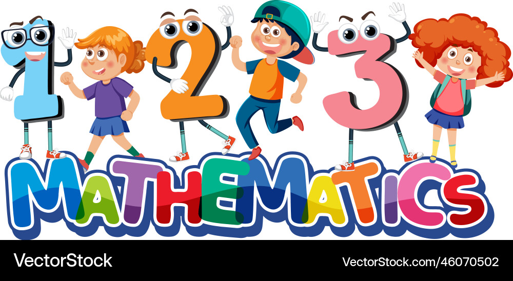 Children cartoon character with math and number Vector Image
