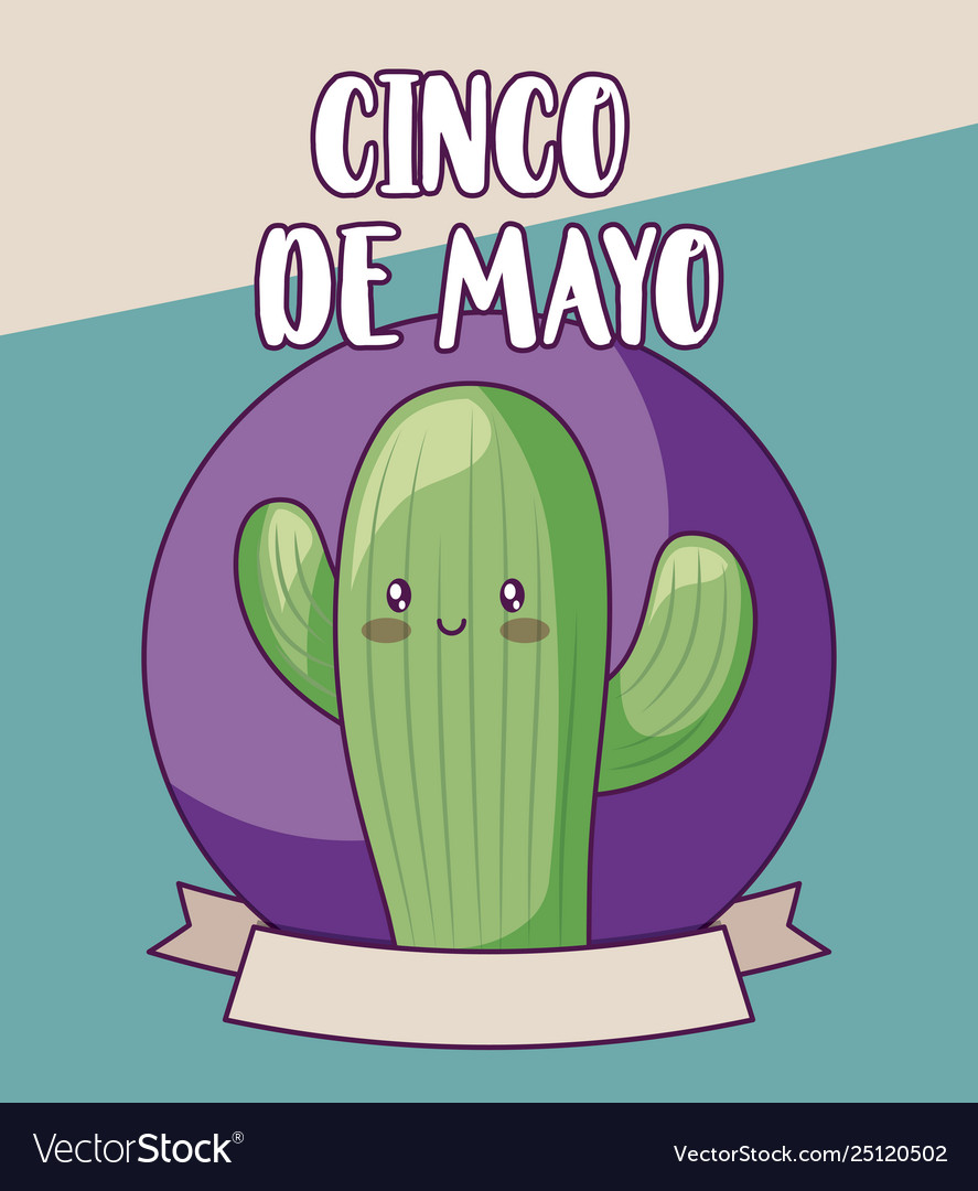 Cinco de mayo celebration with cactus Royalty Free Vector