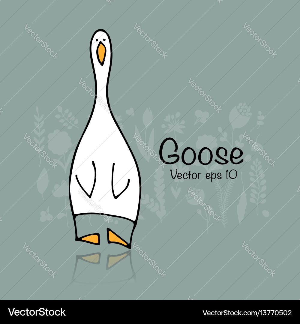 Funny goose sketch for your design Royalty Free Vector Image