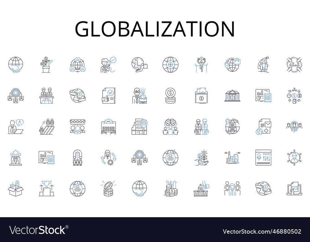 Globalization Line Icons Collection Collaboration Vector Image