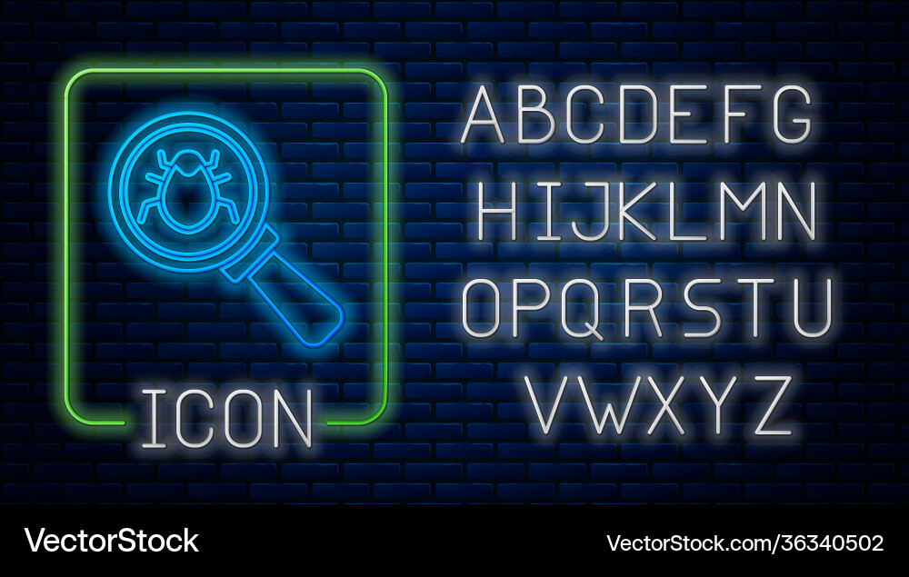Glowing neon system bug concept icon isolated Vector Image