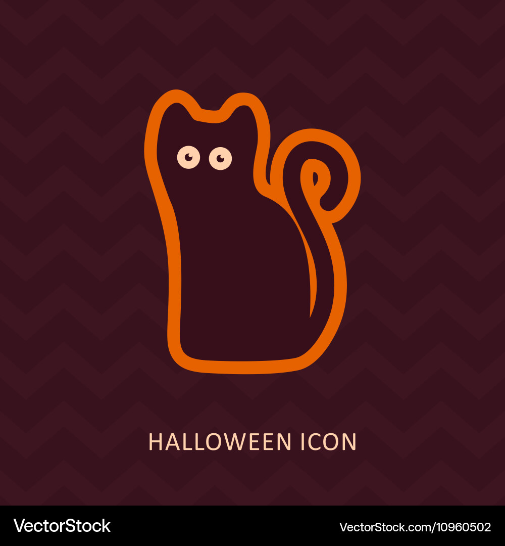 Halloween black cat silhouette icon Royalty Free Vector