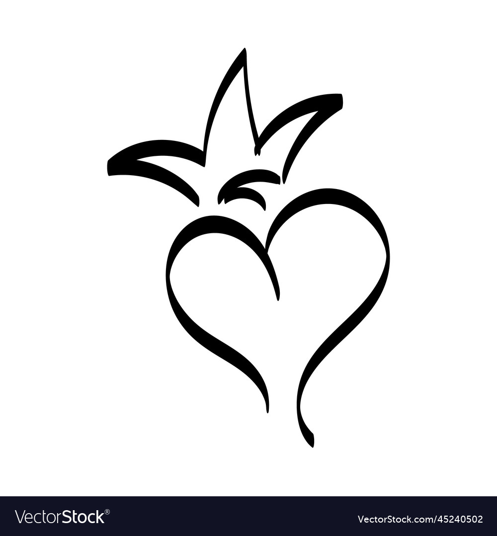 Hand Drawn Crowned Heart Design Royalty Free Vector Image