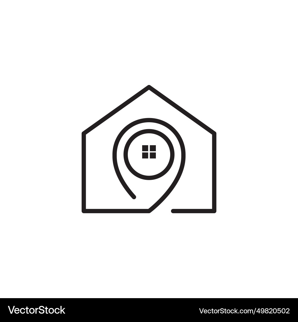 House pin minimalist line icon logo design Vector Image