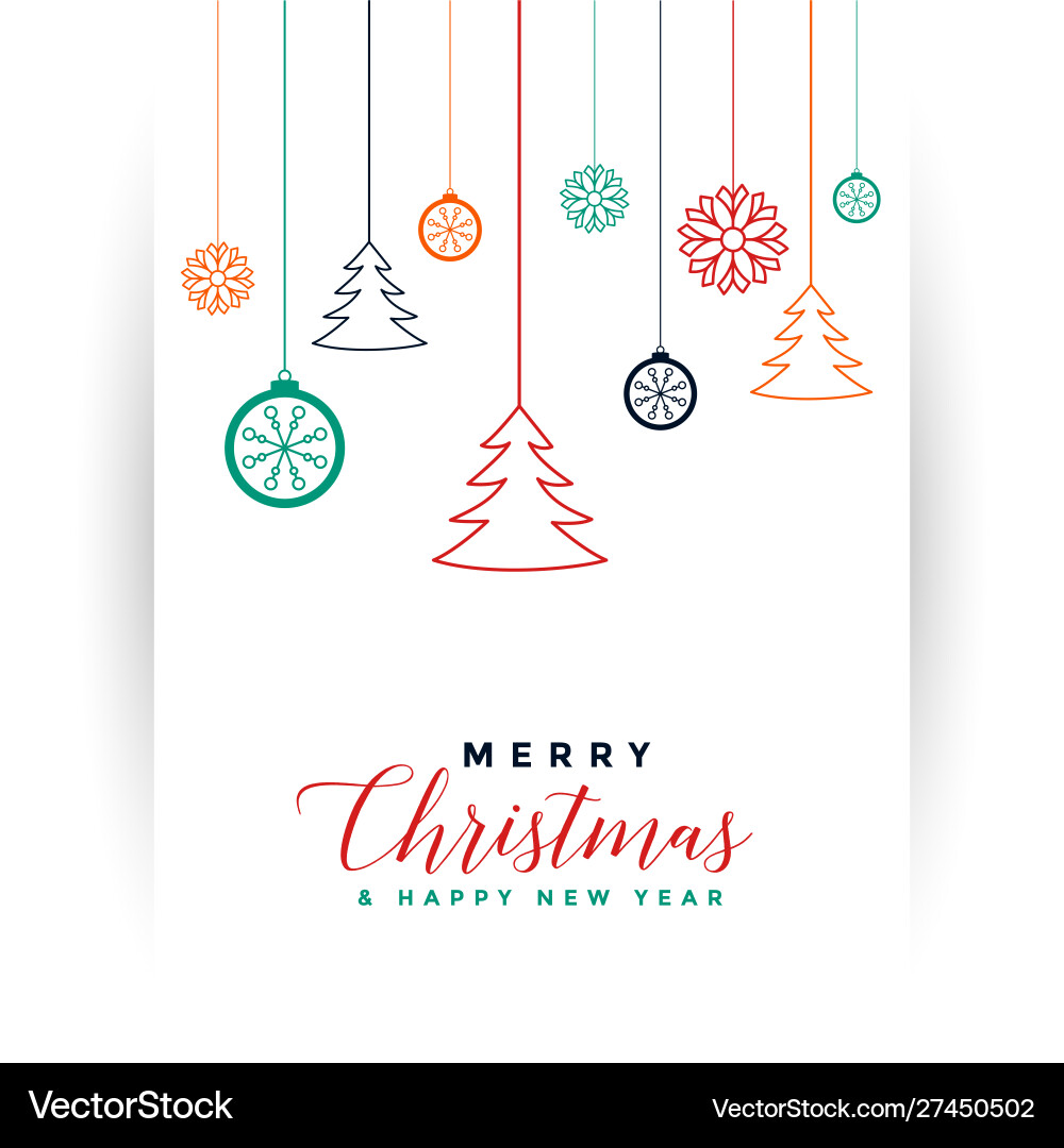 Merry christmas white card with decorative Vector Image