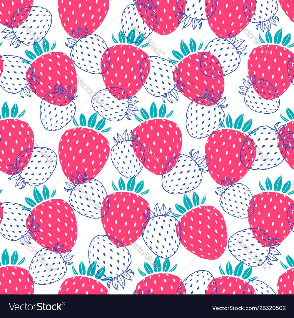 Pattern with strawberries Royalty Free Vector Image