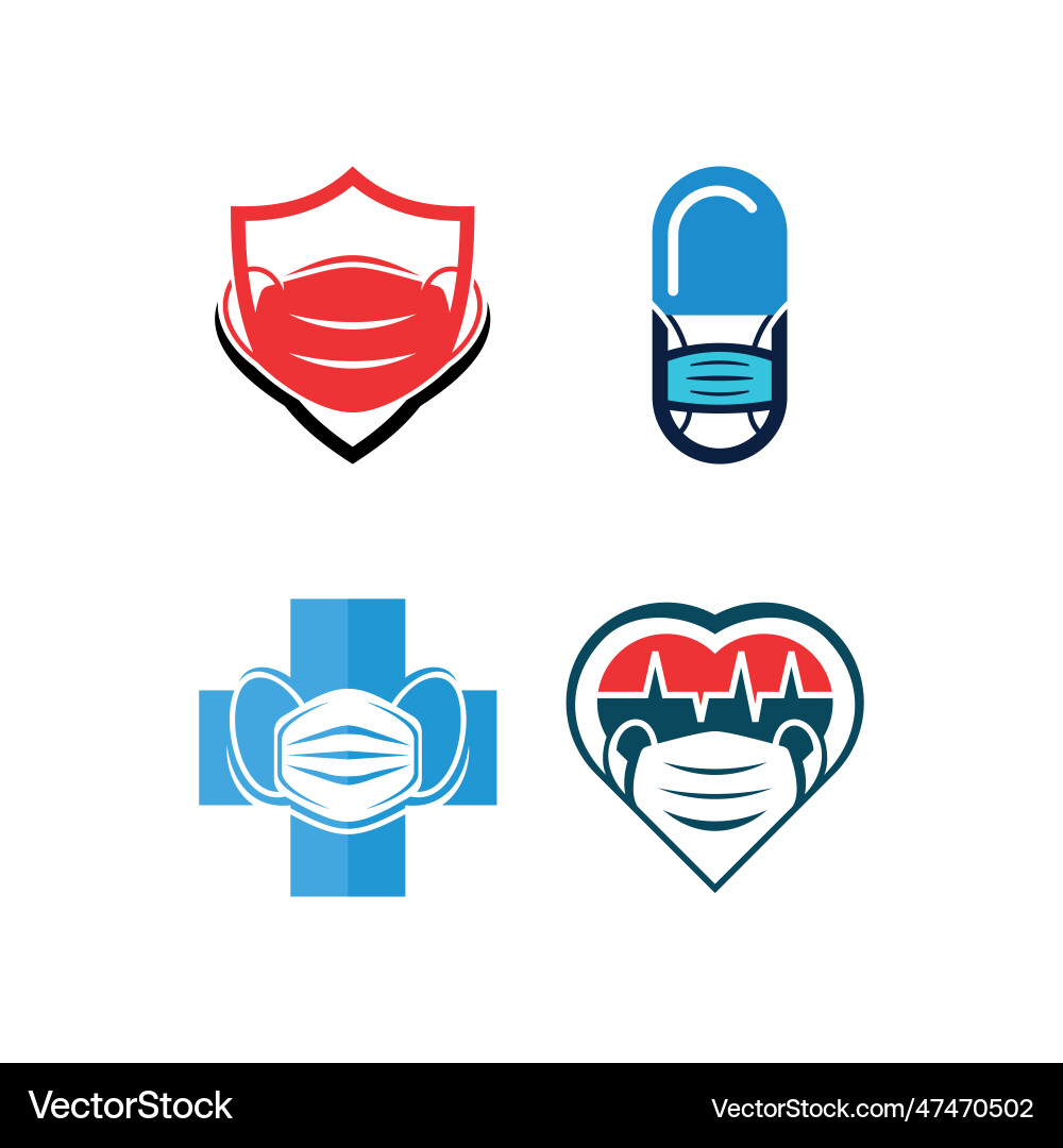Set mask medical icon logo design template Vector Image