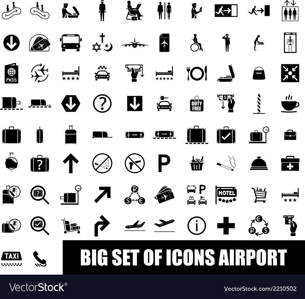 Set of icons airport Royalty Free Vector Image