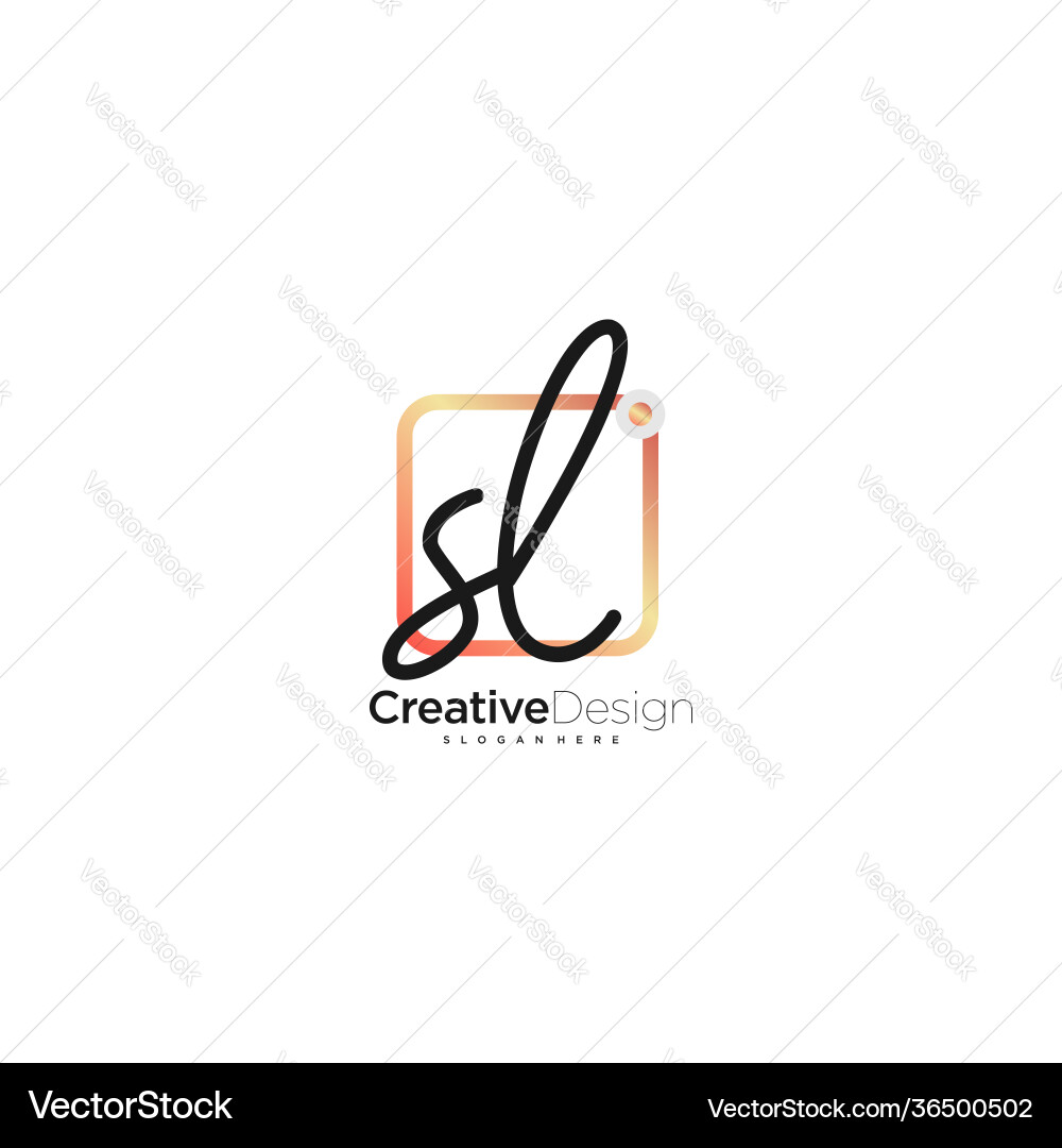 Sl initial letter handwriting logo art hand drawn Vector Image