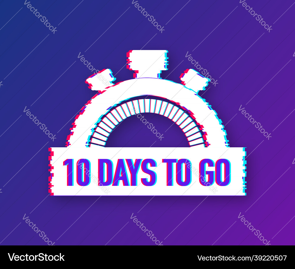 10 days to go glitch style icon Royalty Free Vector Image