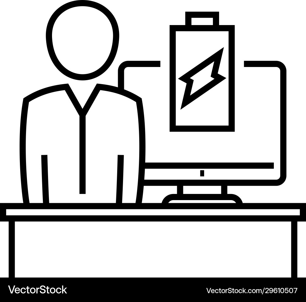 Battery loading line icon concept sign outline Vector Image