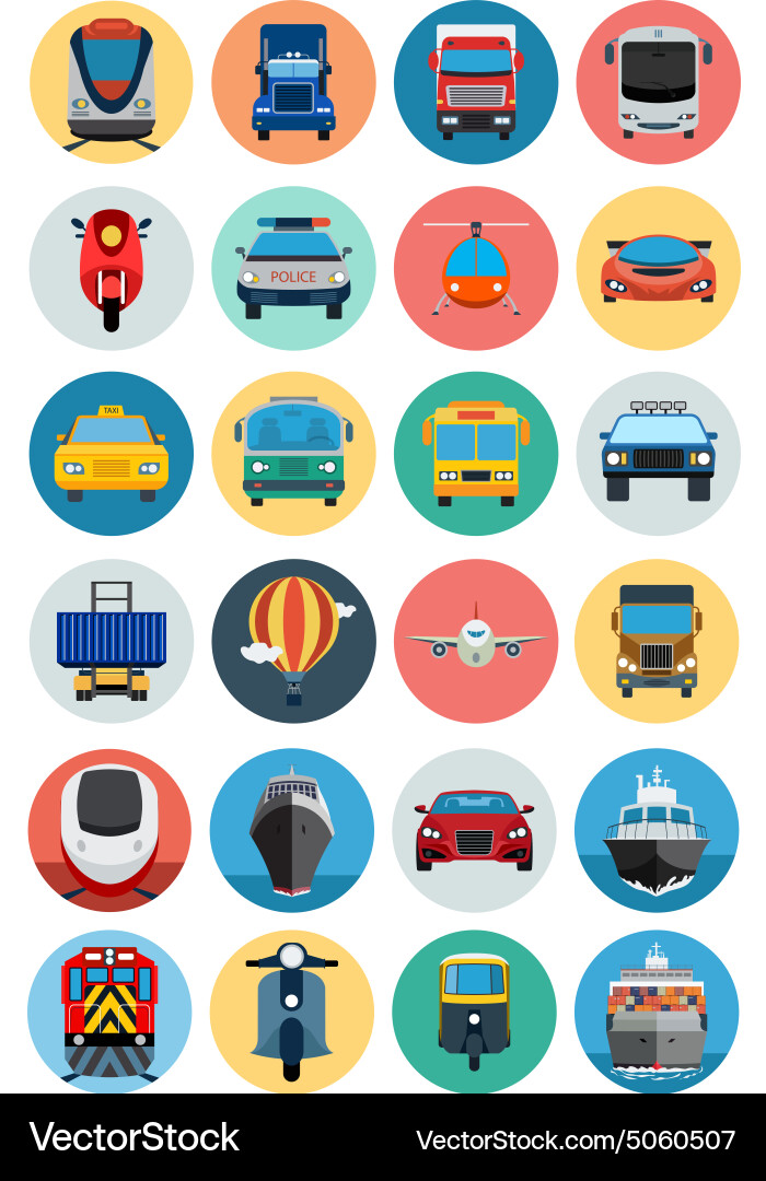 Flat transport icons 1 Royalty Free Vector Image
