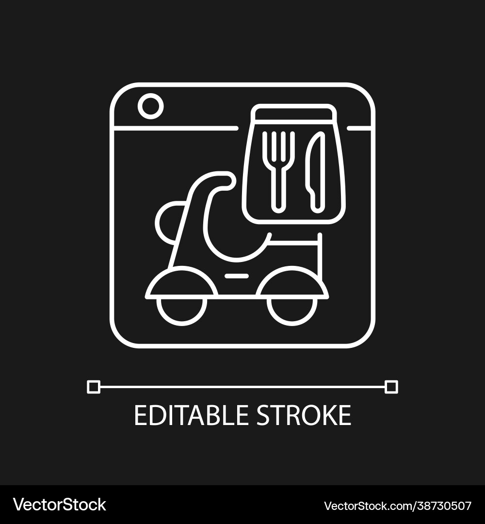 Food delivery service white linear icon for dark Vector Image