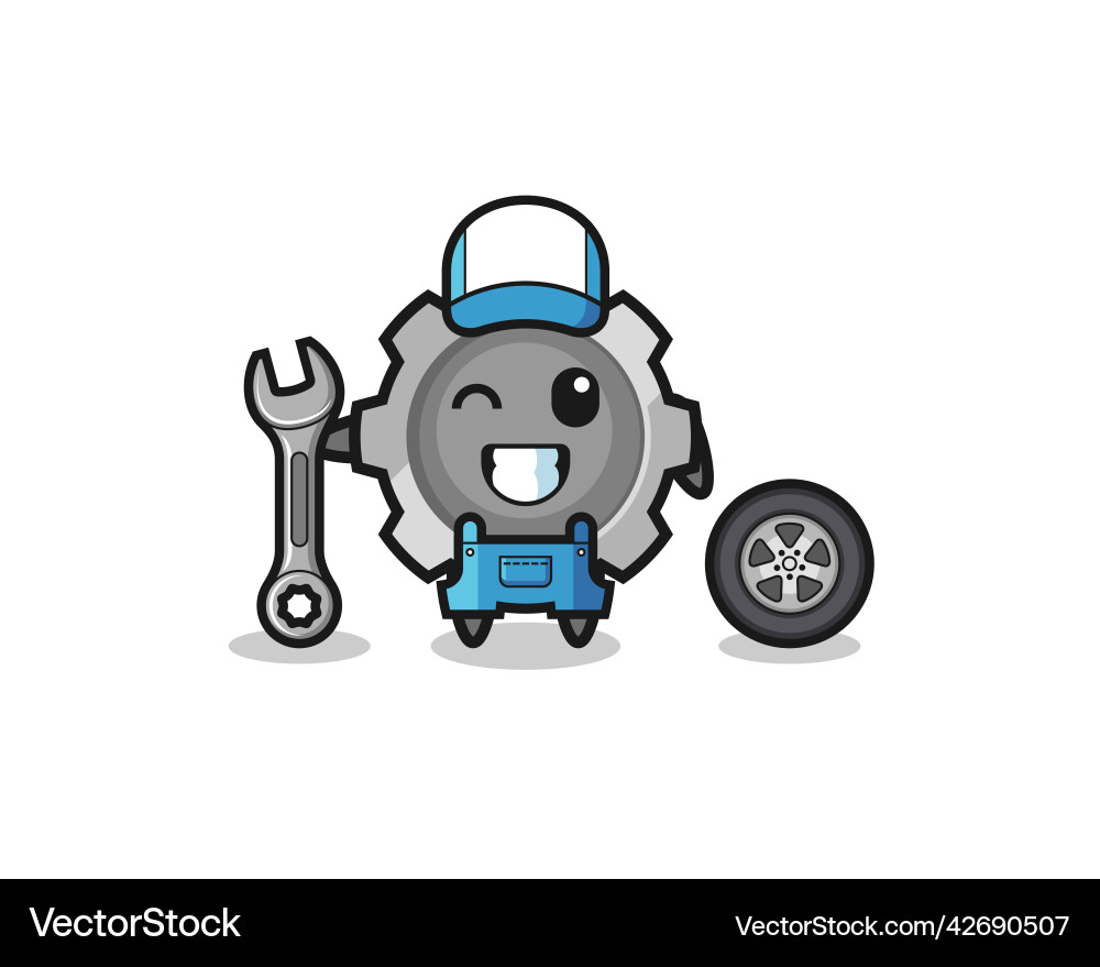 Gear character as a mechanic mascot Royalty Free Vector