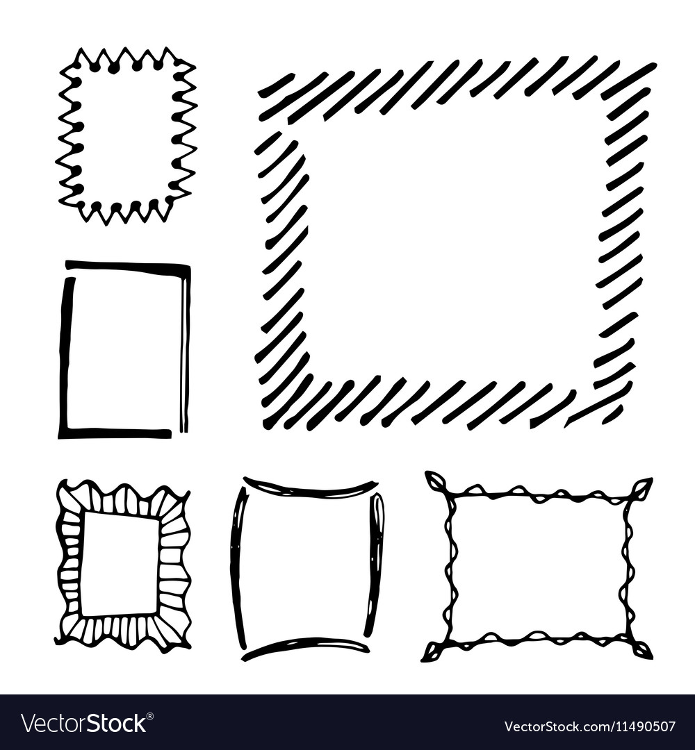 Hand drawn rectangle frames set Royalty Free Vector Image Hand drawn rectangle frames set Royalty Free Vector Image