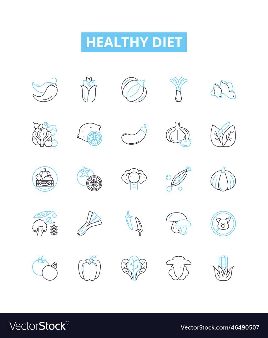 Healthy diet line icons set diet Royalty Free Vector Image