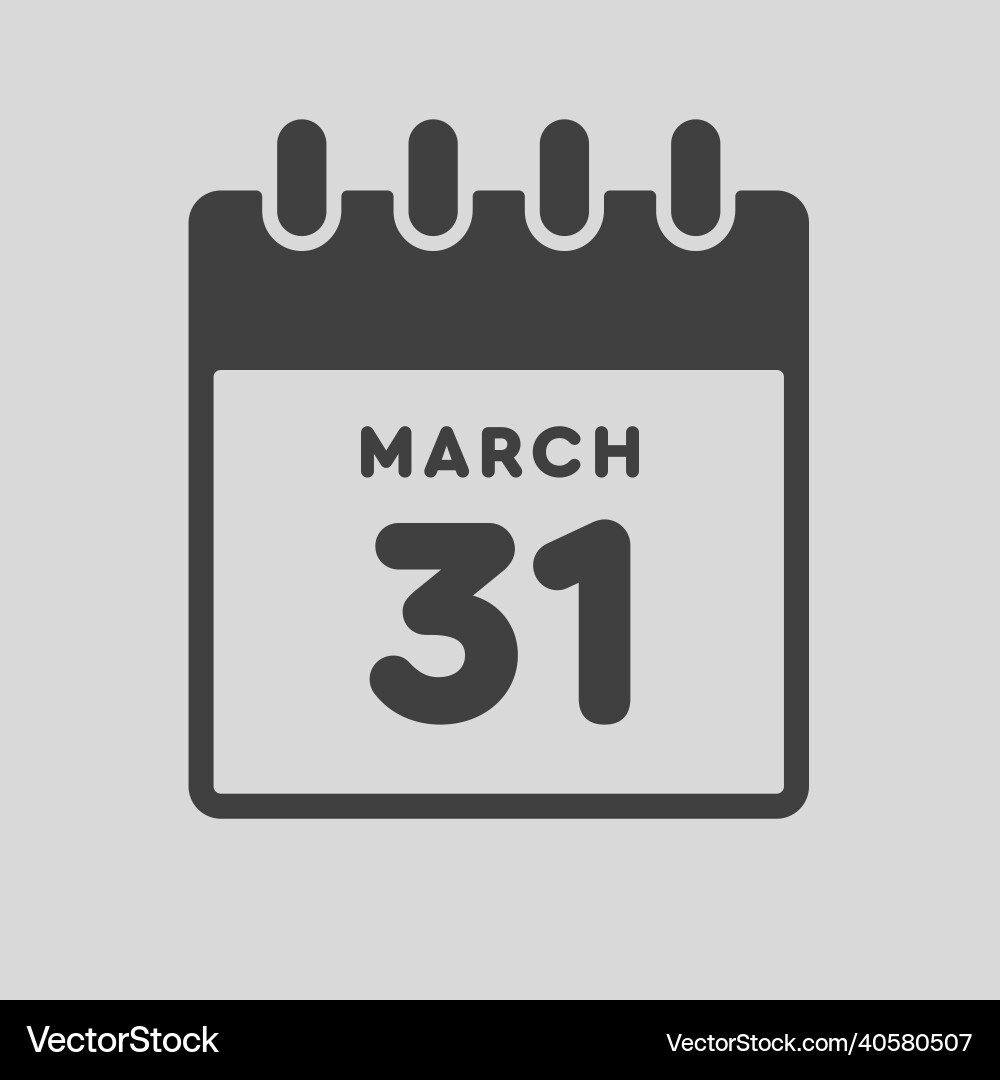 Icon day date 31 march template calendar page Vector Image