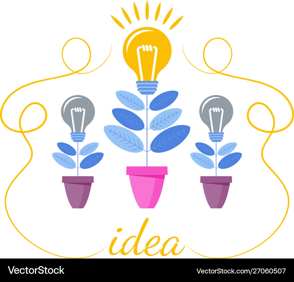 Idea growth concept idea grows like a flower in a Vector Image