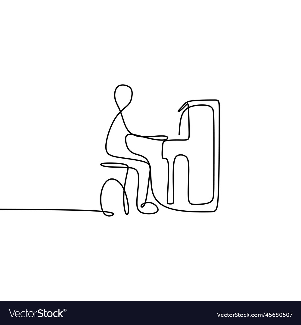 Line of continuous drawing is someone playing Vector Image