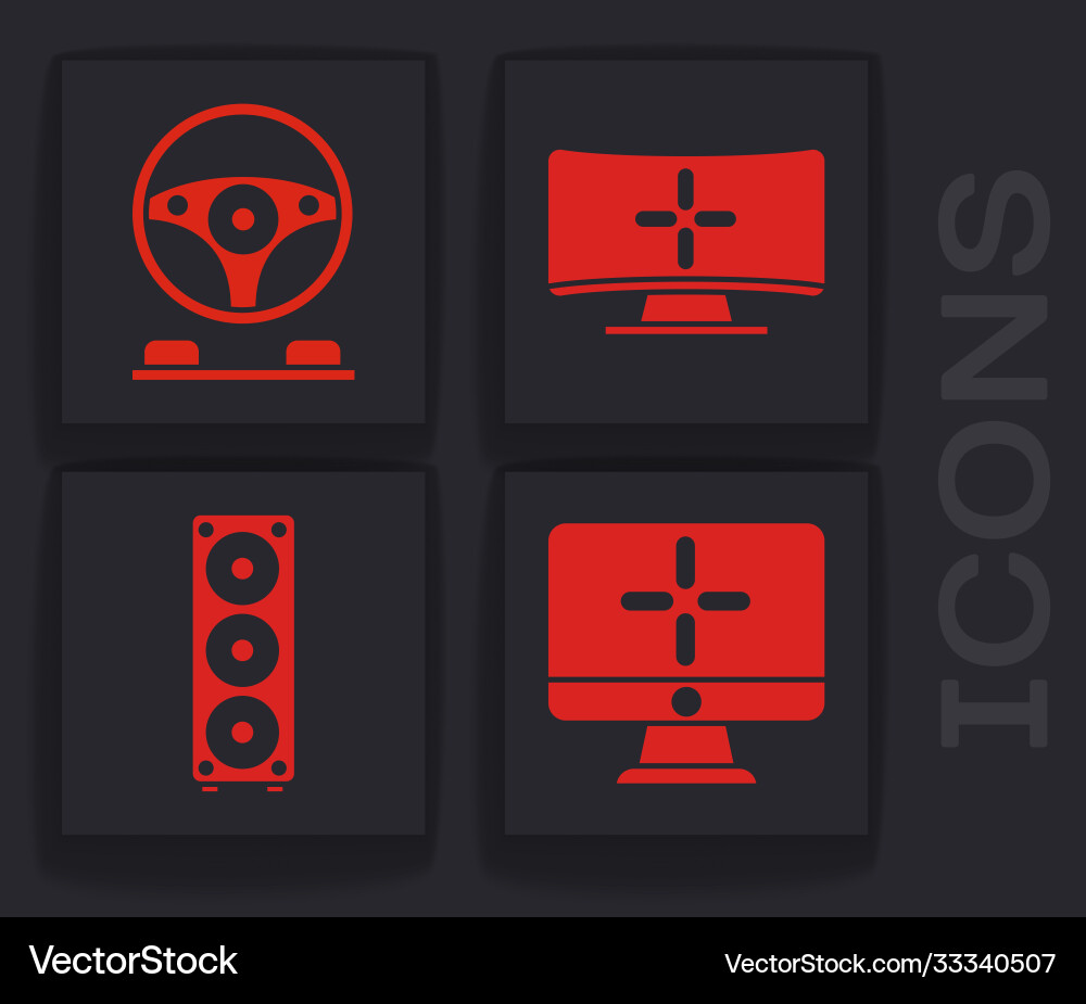 Set computer monitor racing simulator cockpit Vector Image