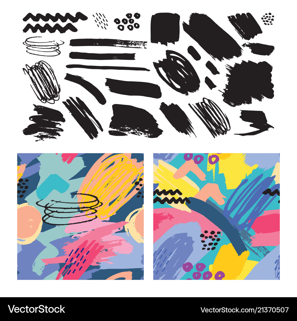 Set of seamless patterns with brush strokes Vector Image