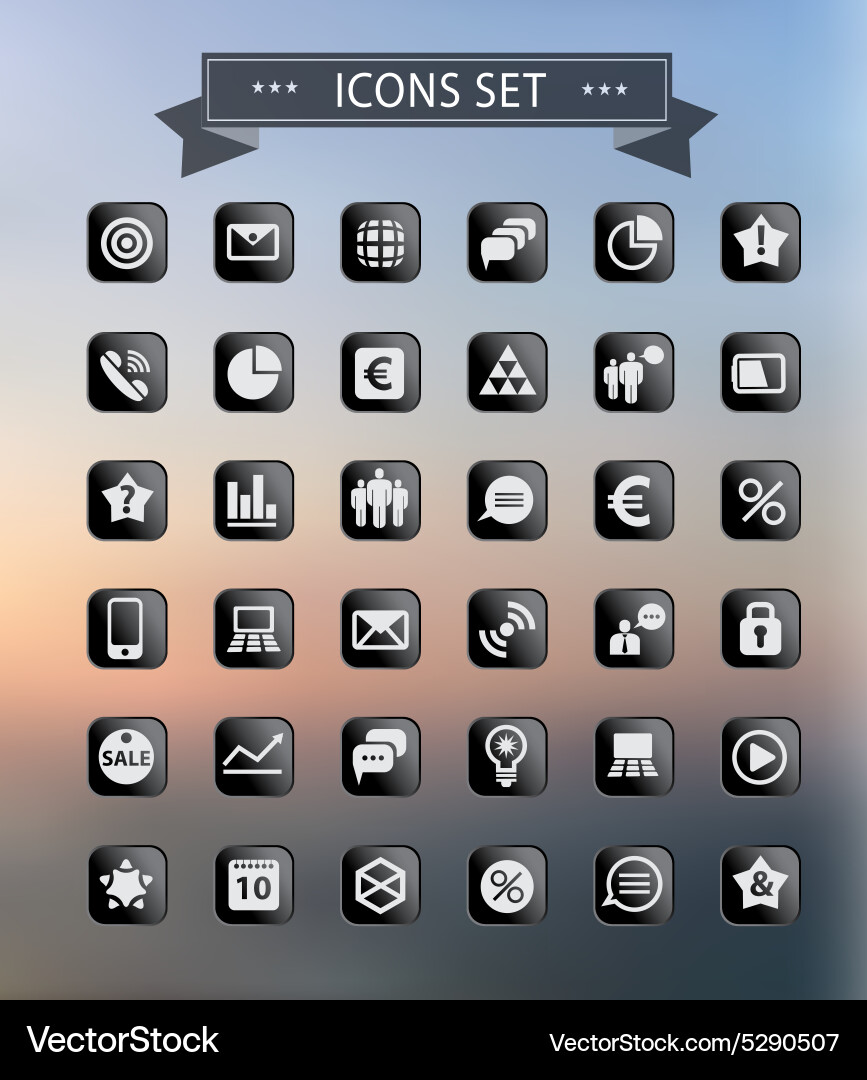 Set of web plat icons on blur Royalty Free Vector Image