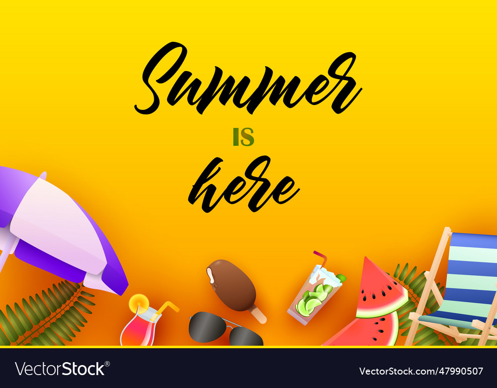 Summer is here bright poster design ice cream Vector Image