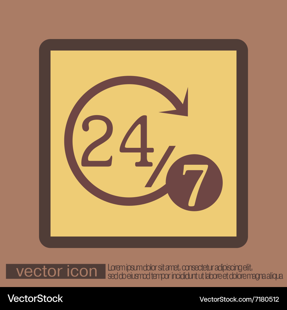 24 7 character 247 open hours a day and 7 Vector Image